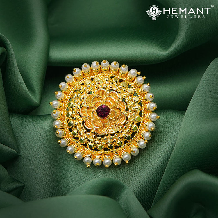 Traditional Micro Gold Plated Ambada Hair Pin Flower Shaped Design A ...