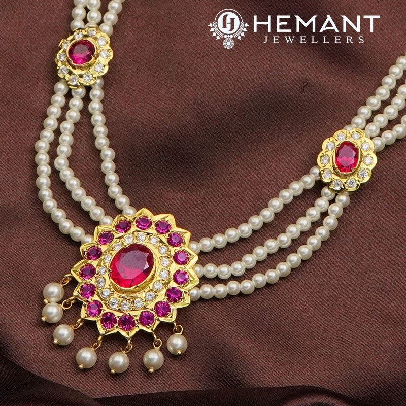 Traditional Maharashtrian Chinchpeti Moti Har Short Center Pc. Big Ova ...