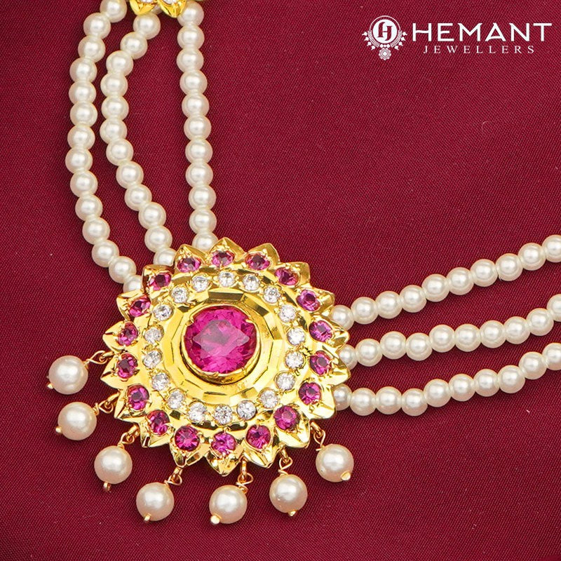 Traditional Maharashtrian Chinchpeti Moti Har Short Center Pc. Big Rou ...