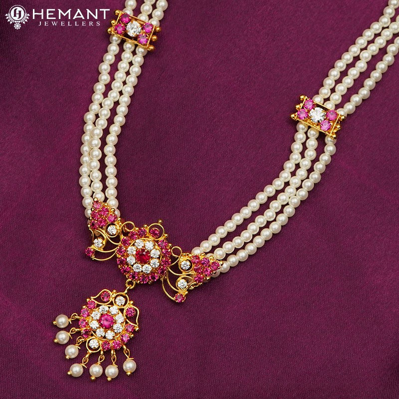 Traditional Maharashtrian Chinchpeti Tanmani Moti Har Long Gadha 3 Lin ...