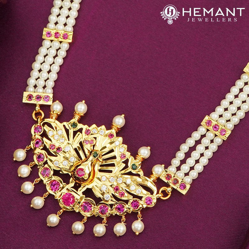 Traditional Maharashtrian Kolhapuri Chinchpeti Moti Har Short Chinch P ...