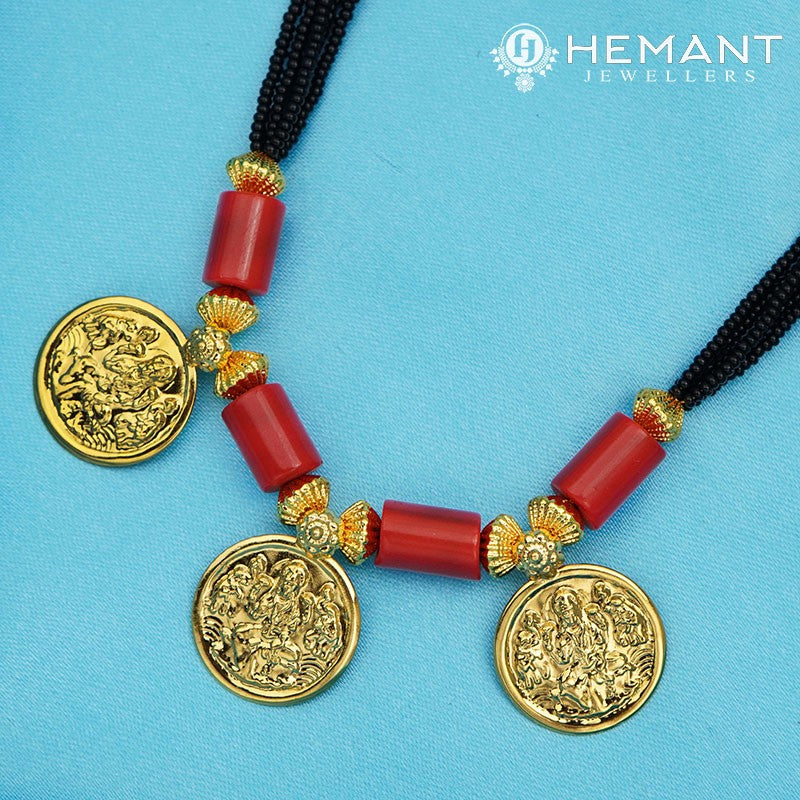 Traditional Maharashtrian Kolhapuri Mangalsutra Plain 3 Putali Powala ...