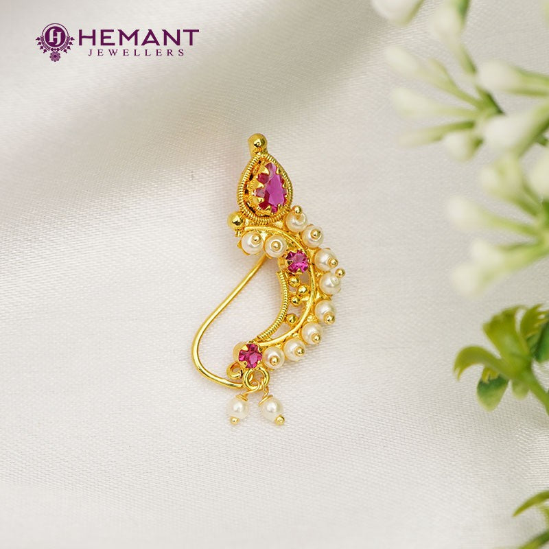 Traditional Maharashtrian Kolhapuri Micro Gold Plated Nath P (Nose Pin – Hemant Jewellers