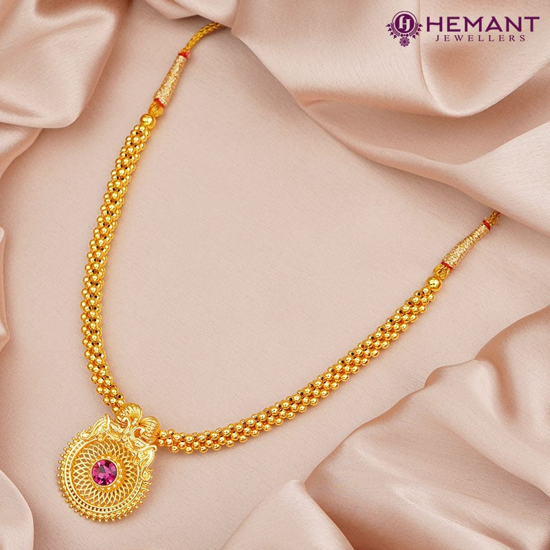 Traditional Maharashtrian Kolhapuri Micro Gold Plated Thushi 2 No. Pea ...