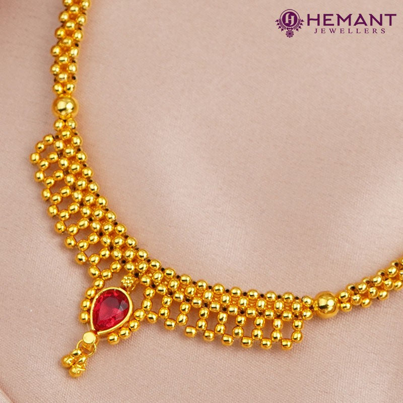 Traditional Maharashtrian Kolhapuri Micro Gold Plated Thushi Panadi Sh ...