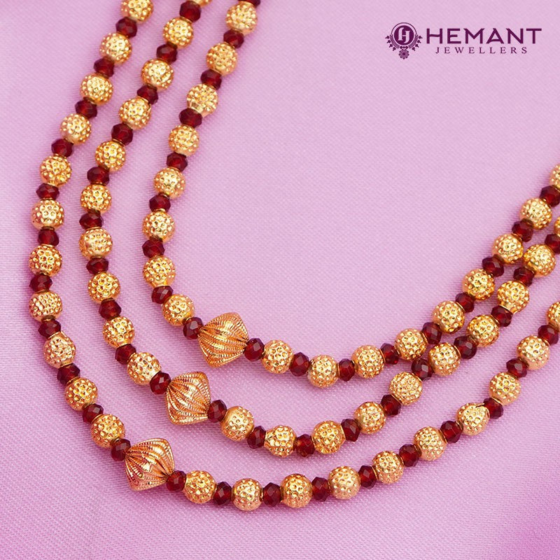 Traditional Maharashtrian Kolhapuri Spot Mala Maroon Color 3 Line ...