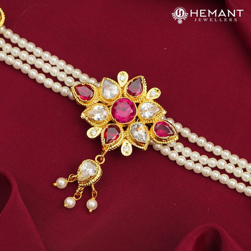 Traditional Maharashtrian Moti Har Short Puneri Kamal WT – Hemant Jewellers