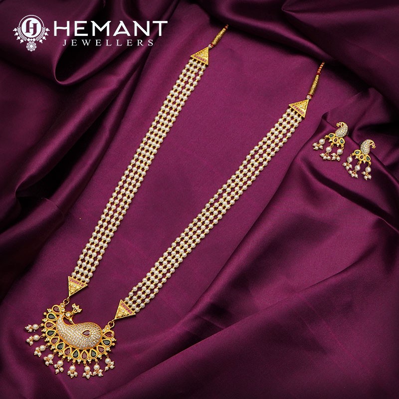 Traditional Maharashtrian Rani Haar Moti Peacock Stone WT – Hemant ...